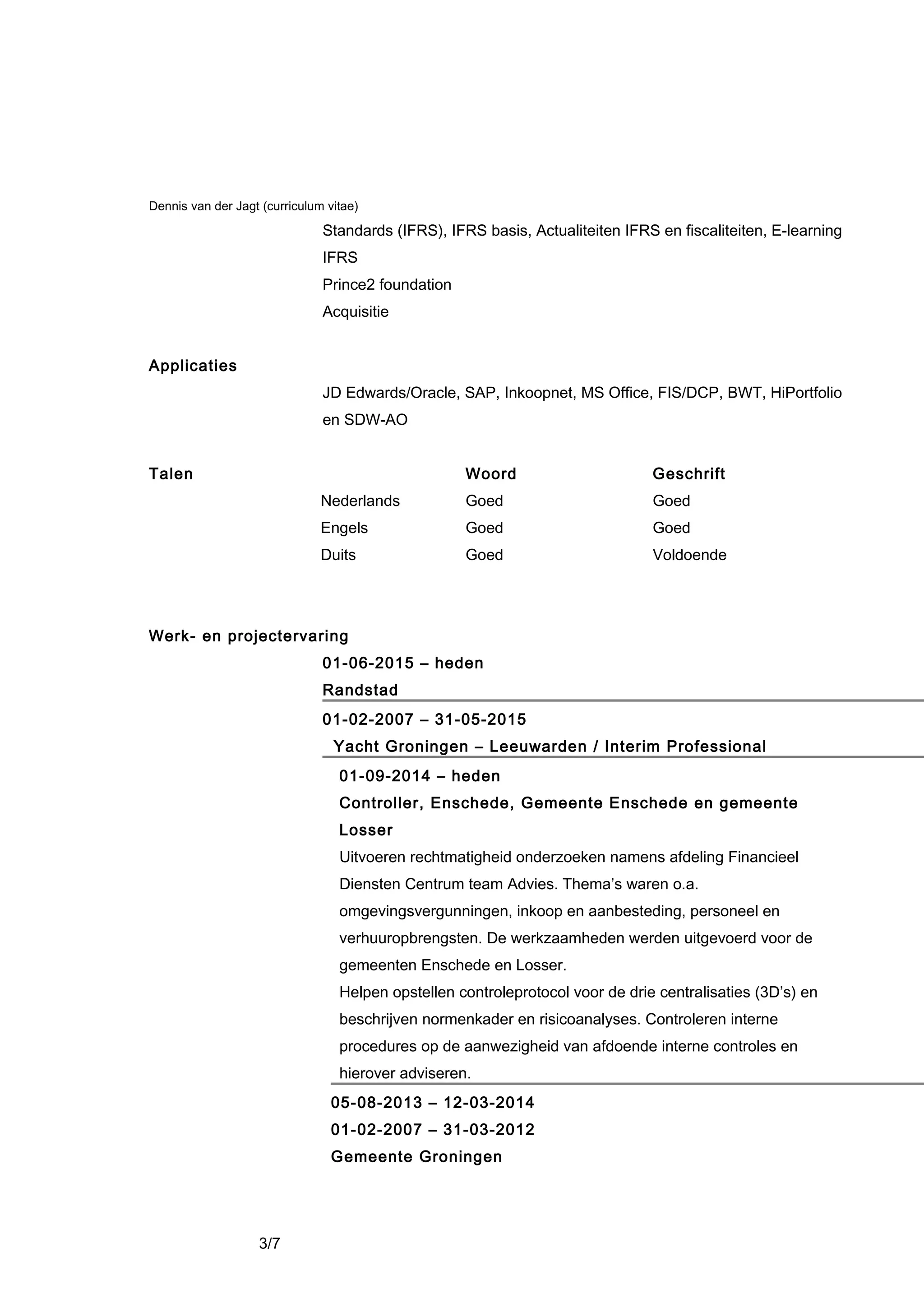 Dennis van der Jagt CV | DOC