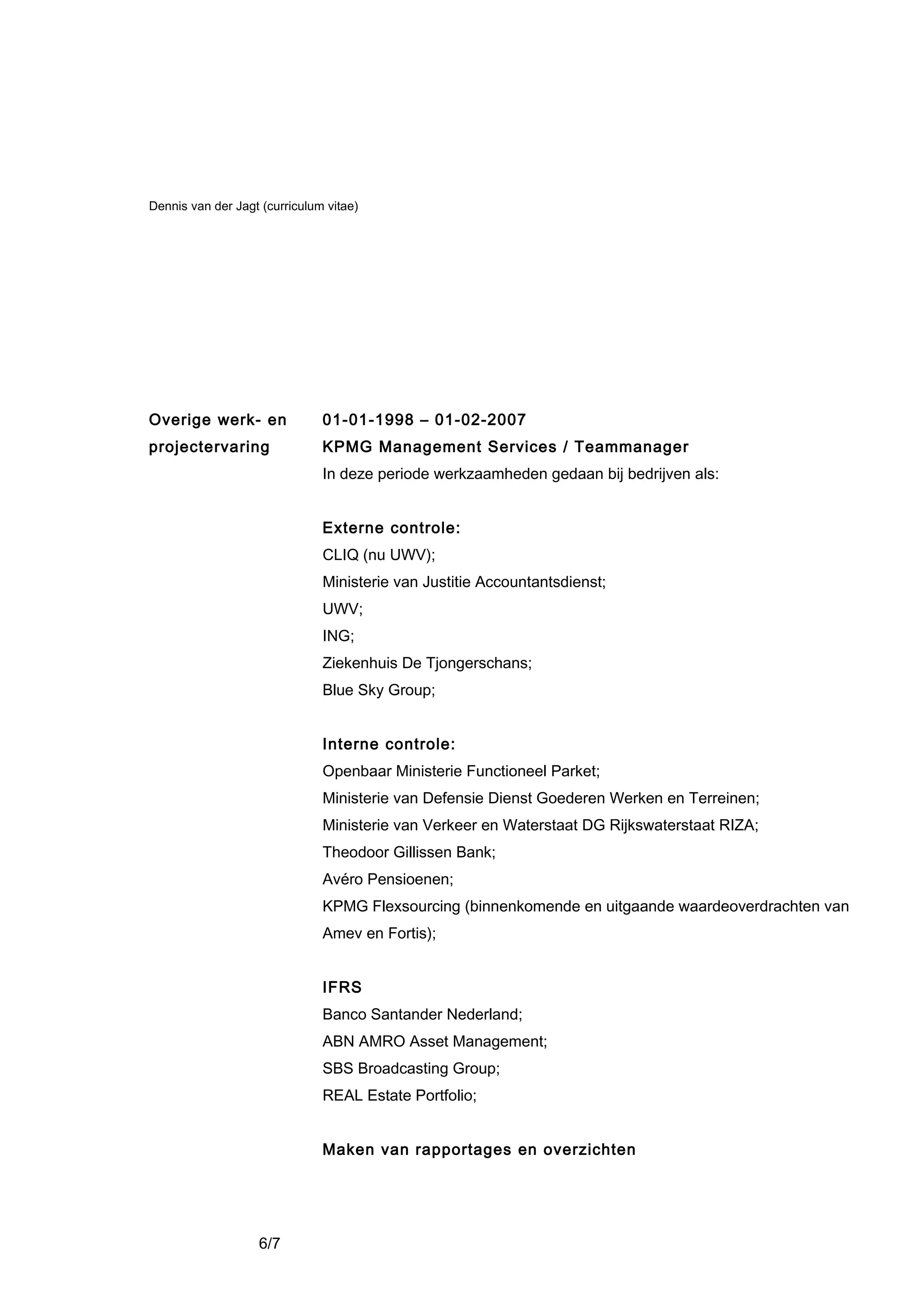 Dennis van der Jagt CV | DOC