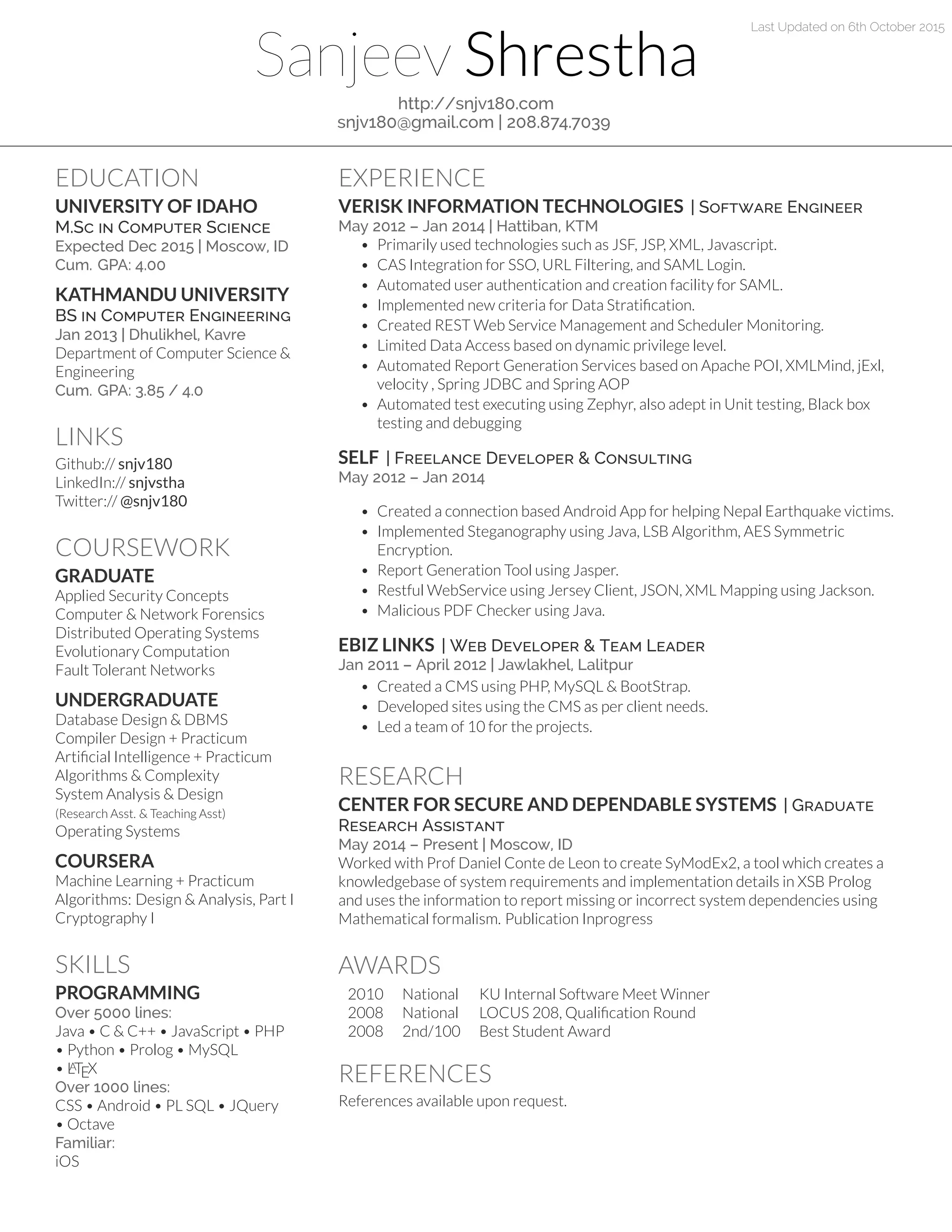 Sanjeev Shrestha_Resume | PDF