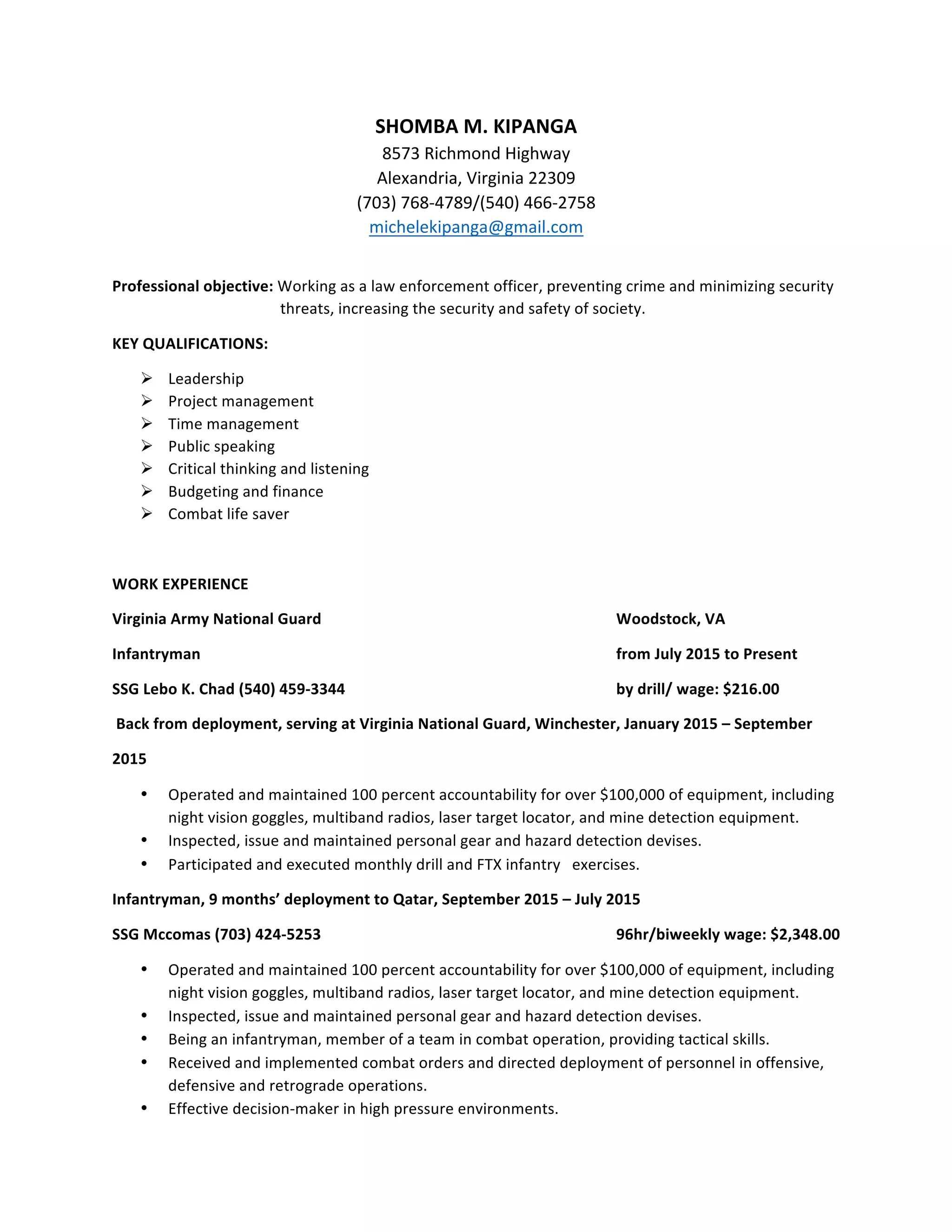 SHOMBA federal resume (1) | PDF