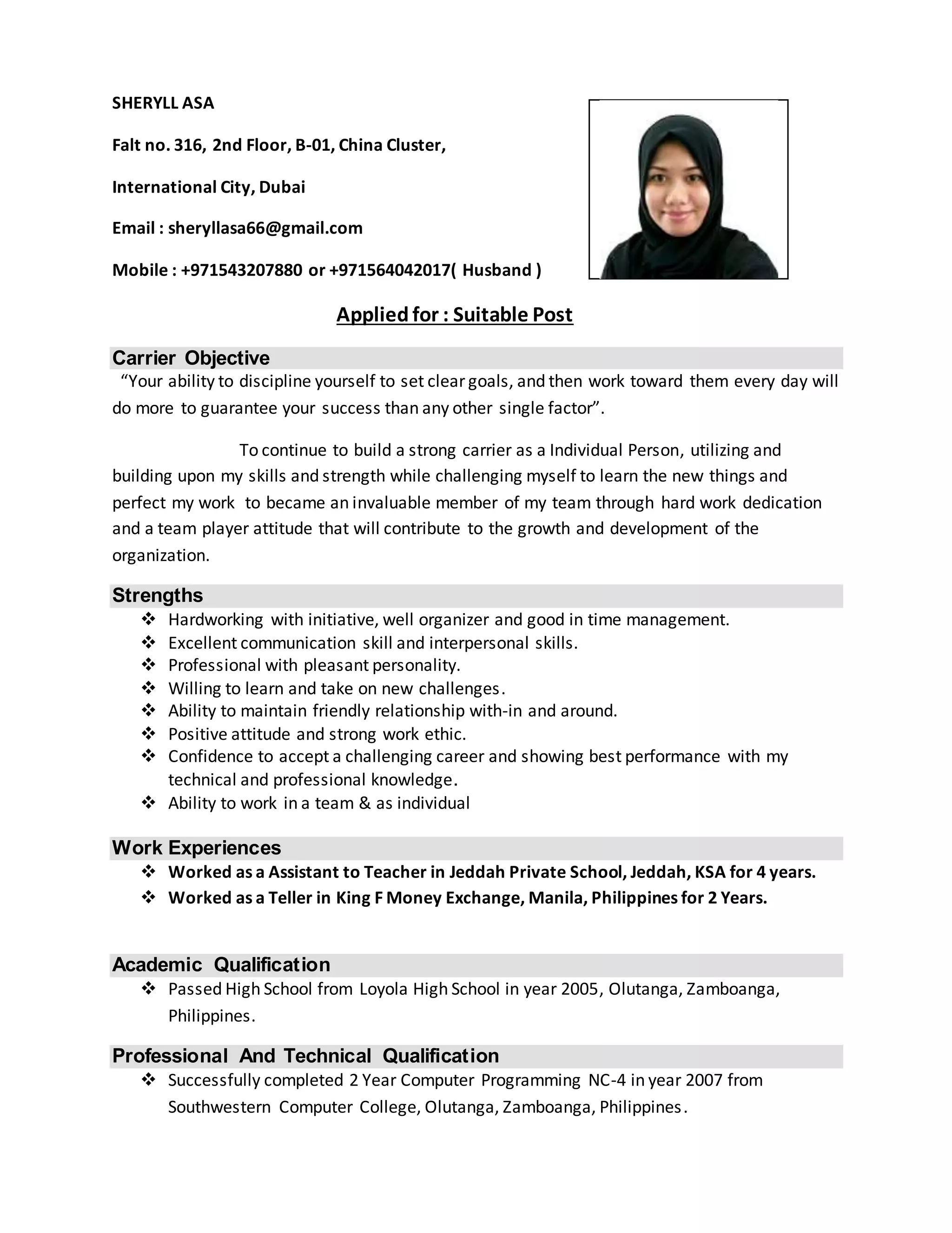 Sheryll Asa Resume | DOCX
