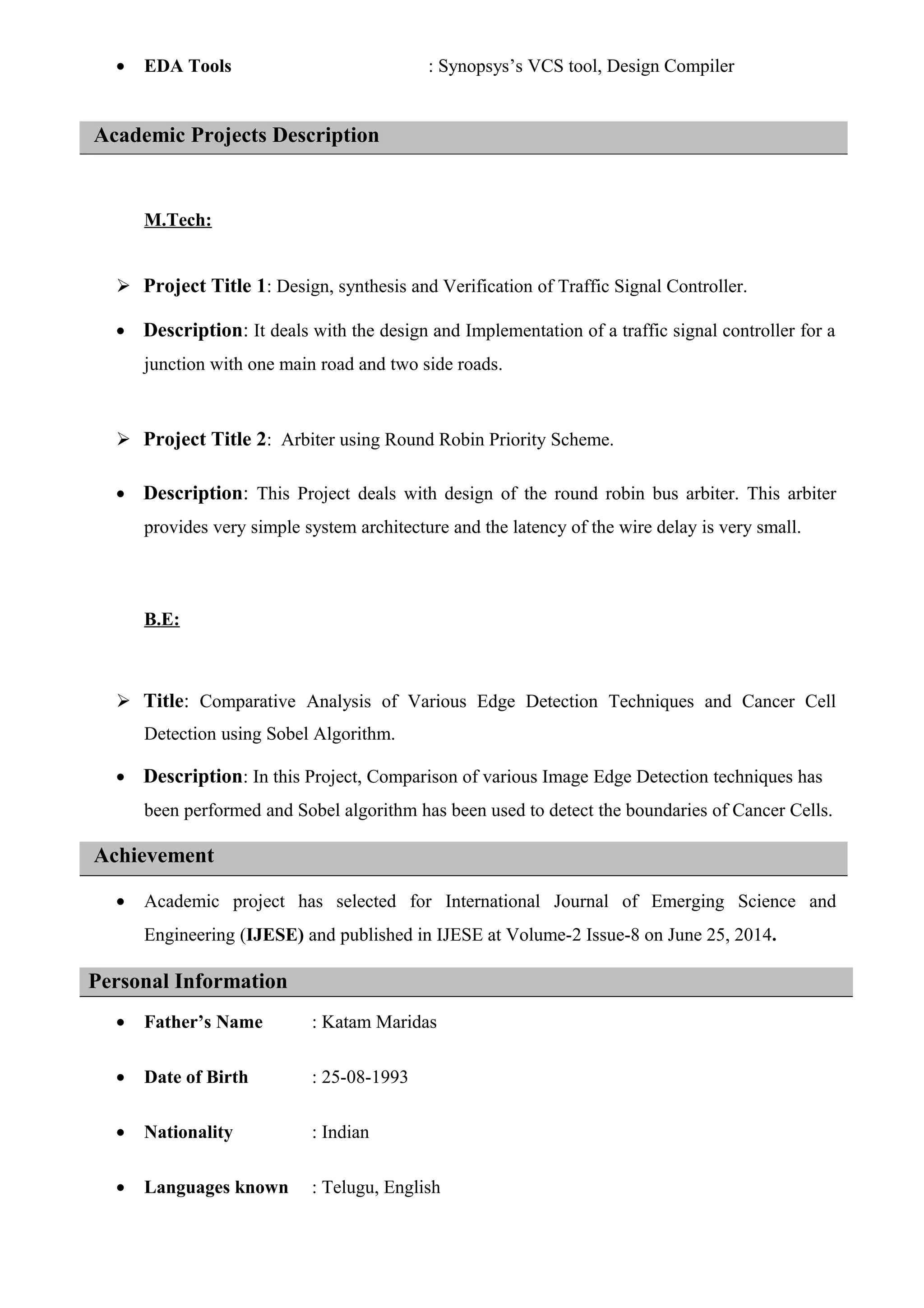 katam balateja resume - Core | DOC