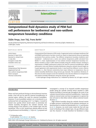 Penga Ž, Tolj I, Barbir F, Computational fluid dynamics study of PEM fuel cell performance for ...
