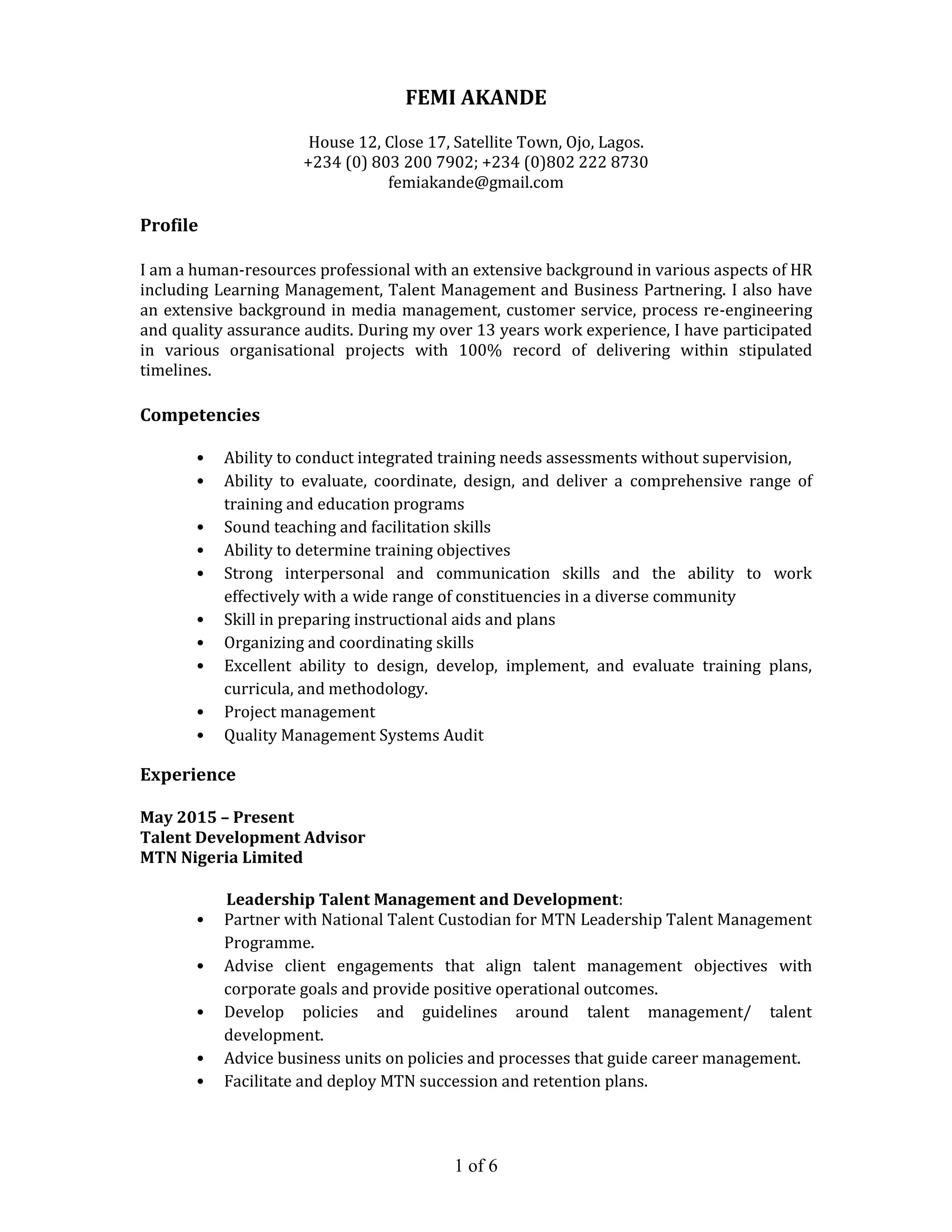 Femi Akande's CV | PDF
