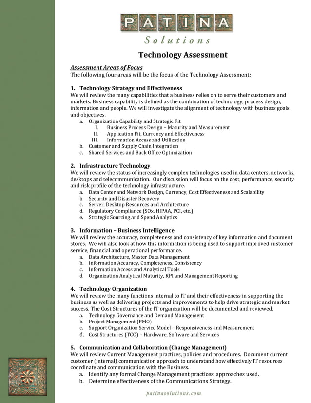 Tech Assessment Areas Focus | PDF