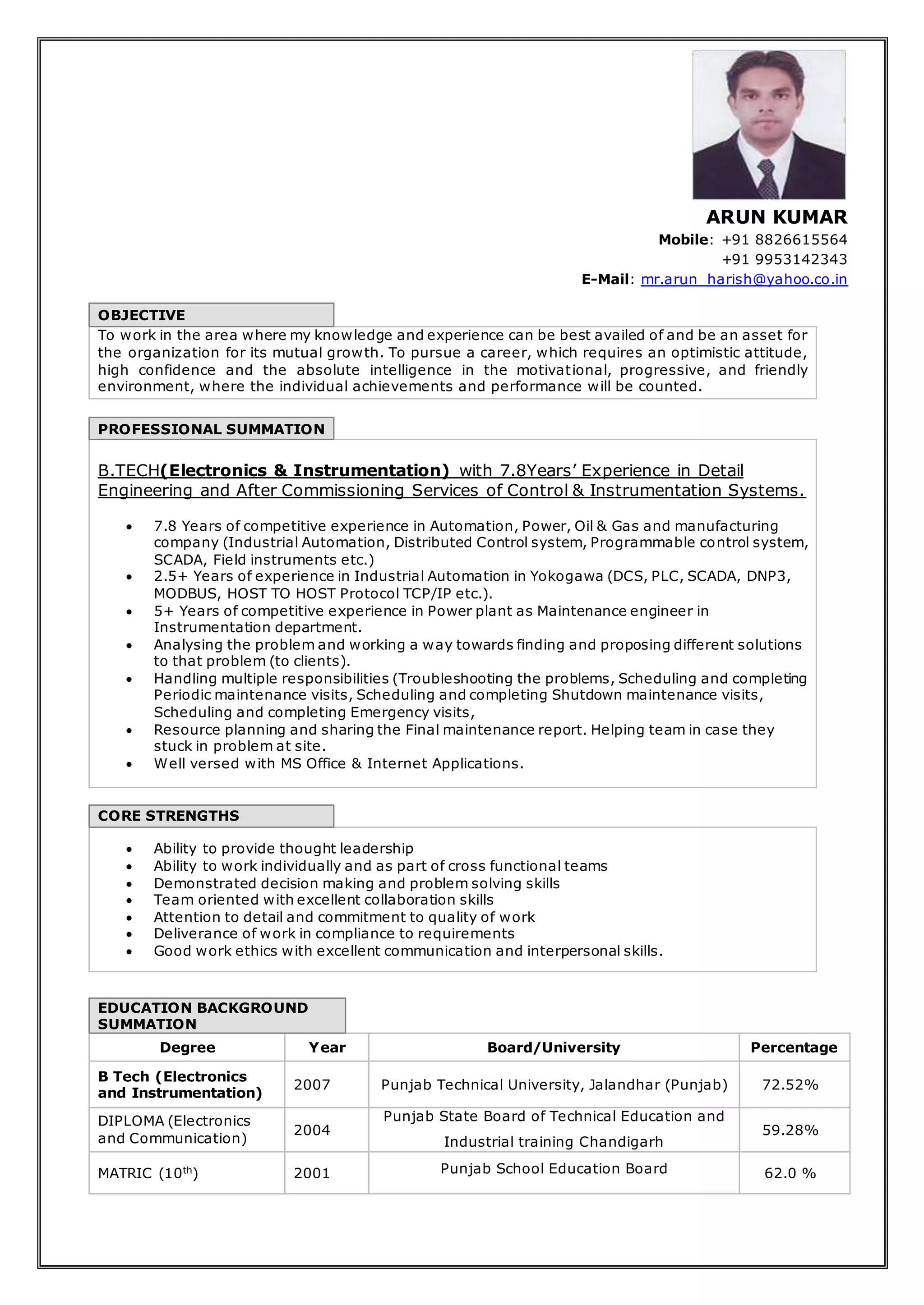 Arun kumar Resume | DOCX