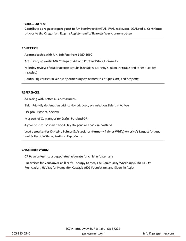 Gary Germer CV | PDF