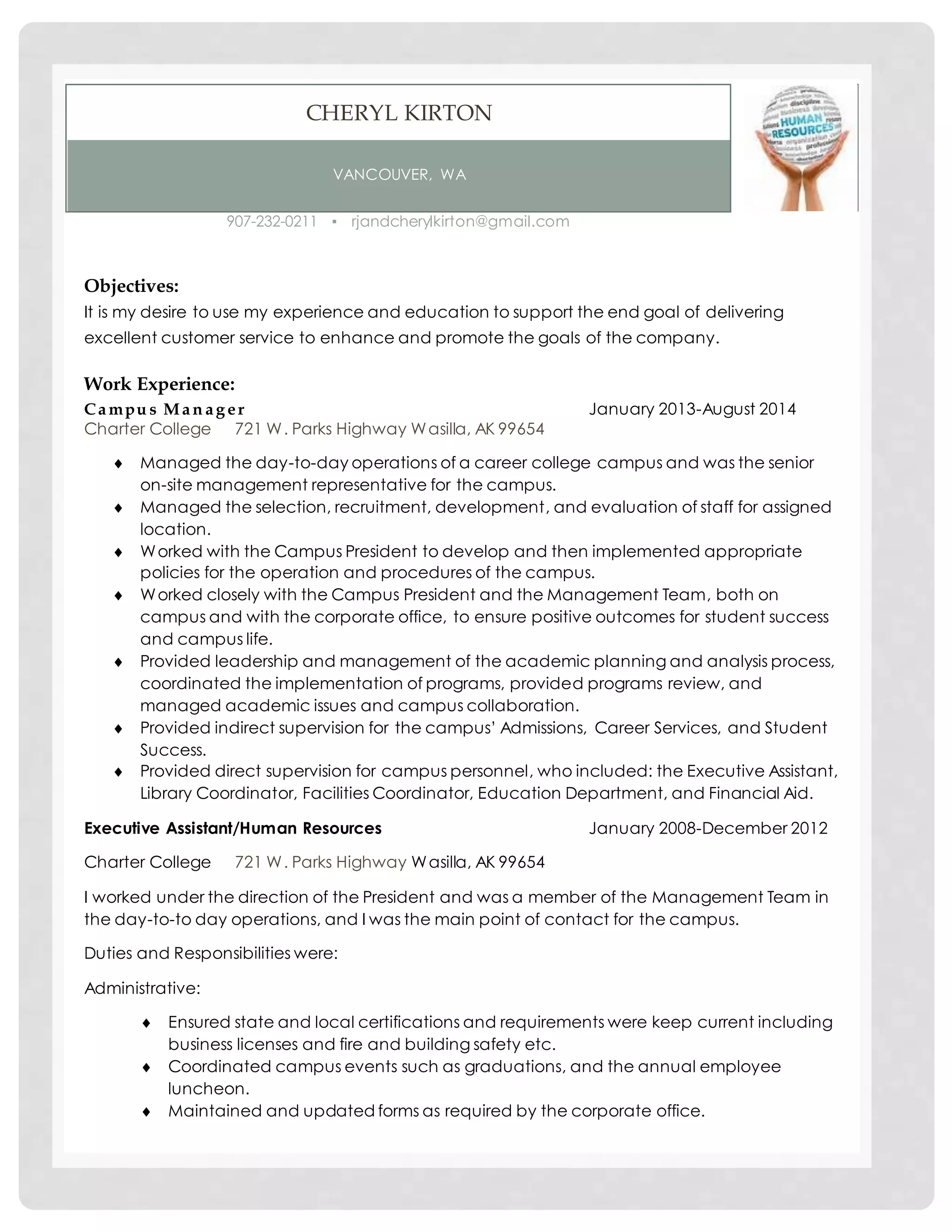 Resume Cheryl Kirton-HR2 General | DOCX