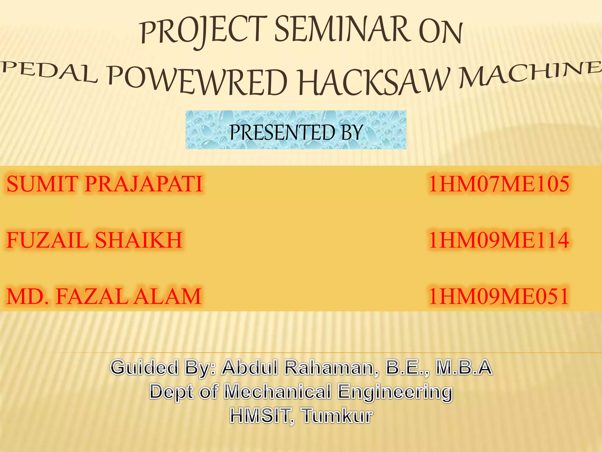 PROJECT SEMINAR POHM | PPT