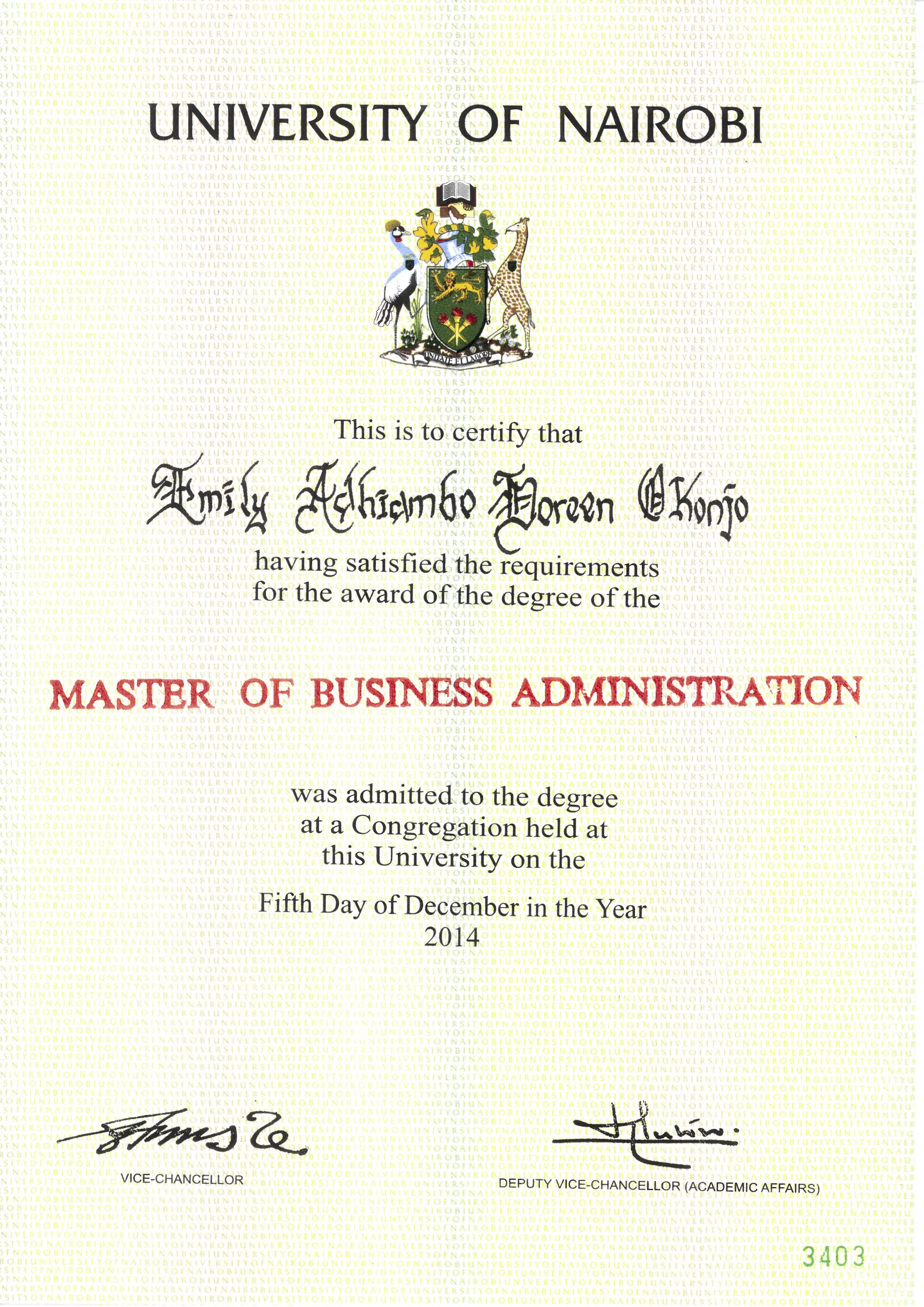 Emily_Okonjo_MBA_Certificate_Feb2015 | PDF