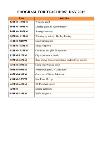 PROGRAM FOR TEACHERS’ DAY 2015 | PDF