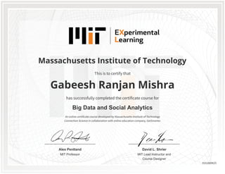Gabeesh Mishra - MIT Big Data Certification | PDF | Technology Industry ...