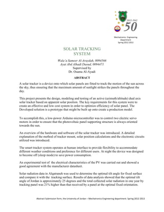 Solar tracking System(Abstract) | PDF