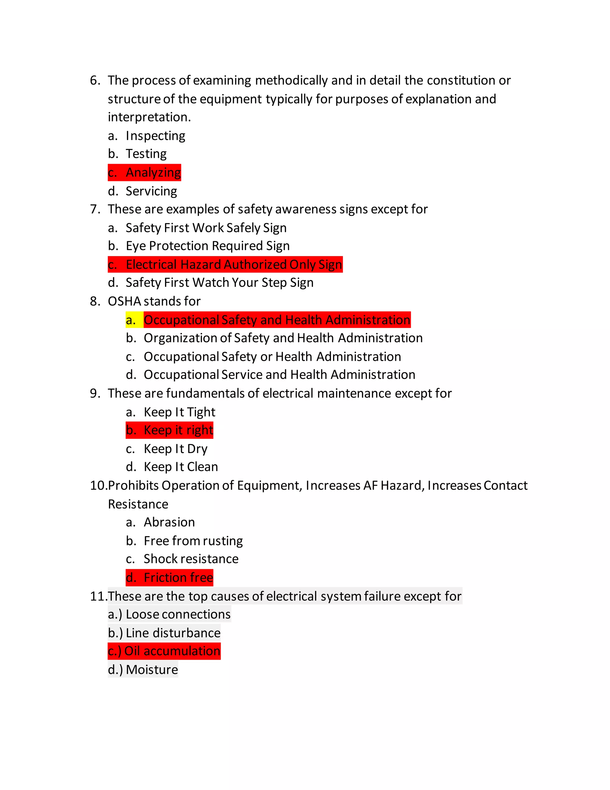 Electrical maintenance Question and answer | DOCX
