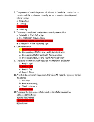 Electrical maintenance Question and answer | DOCX
