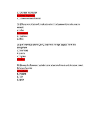 Electrical maintenance Question and answer | DOCX