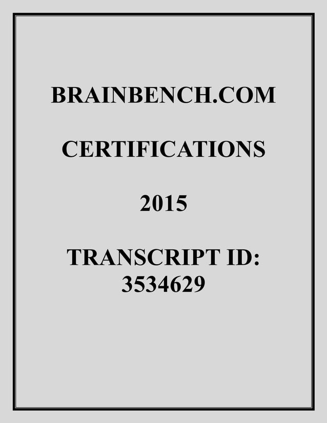 BRAINBENCH CERTS 2015 | PDF