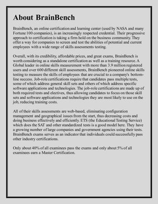BRAINBENCH CERTS 2015 | DOCX | Standardized Testing | Educational ...