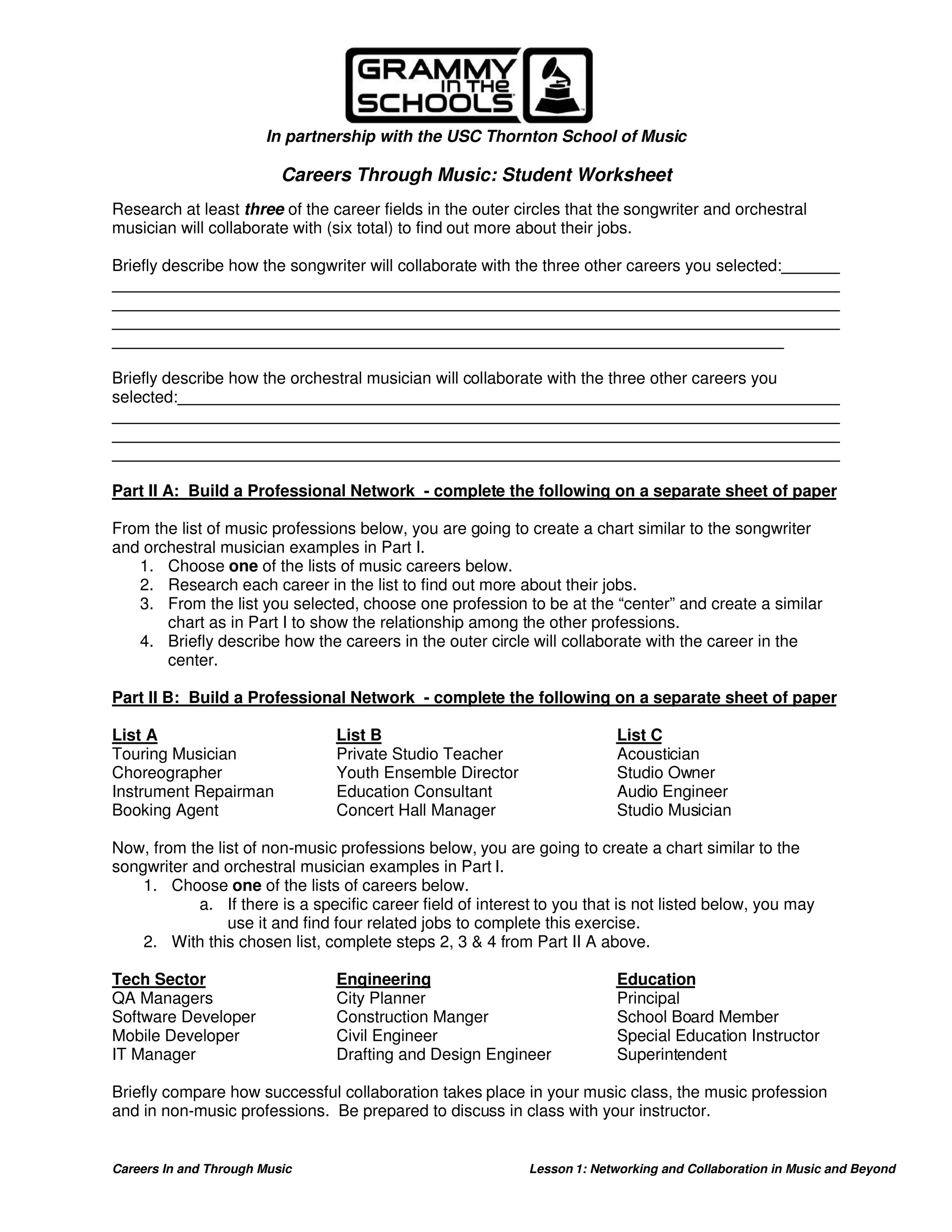 Careers through Music Lesson 1 | PDF