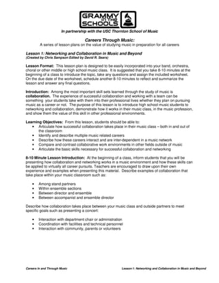 Careers through Music Lesson 1 | PDF