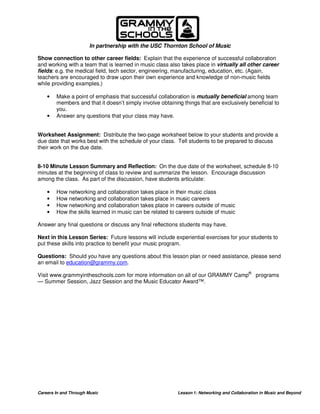 Careers through Music Lesson 1 | PDF