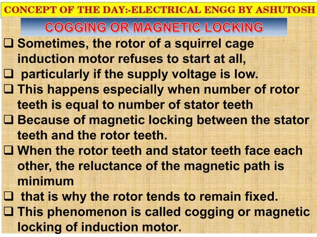 COGGING & CRAWLING IN INDUCTION MOTOR | PPTX
