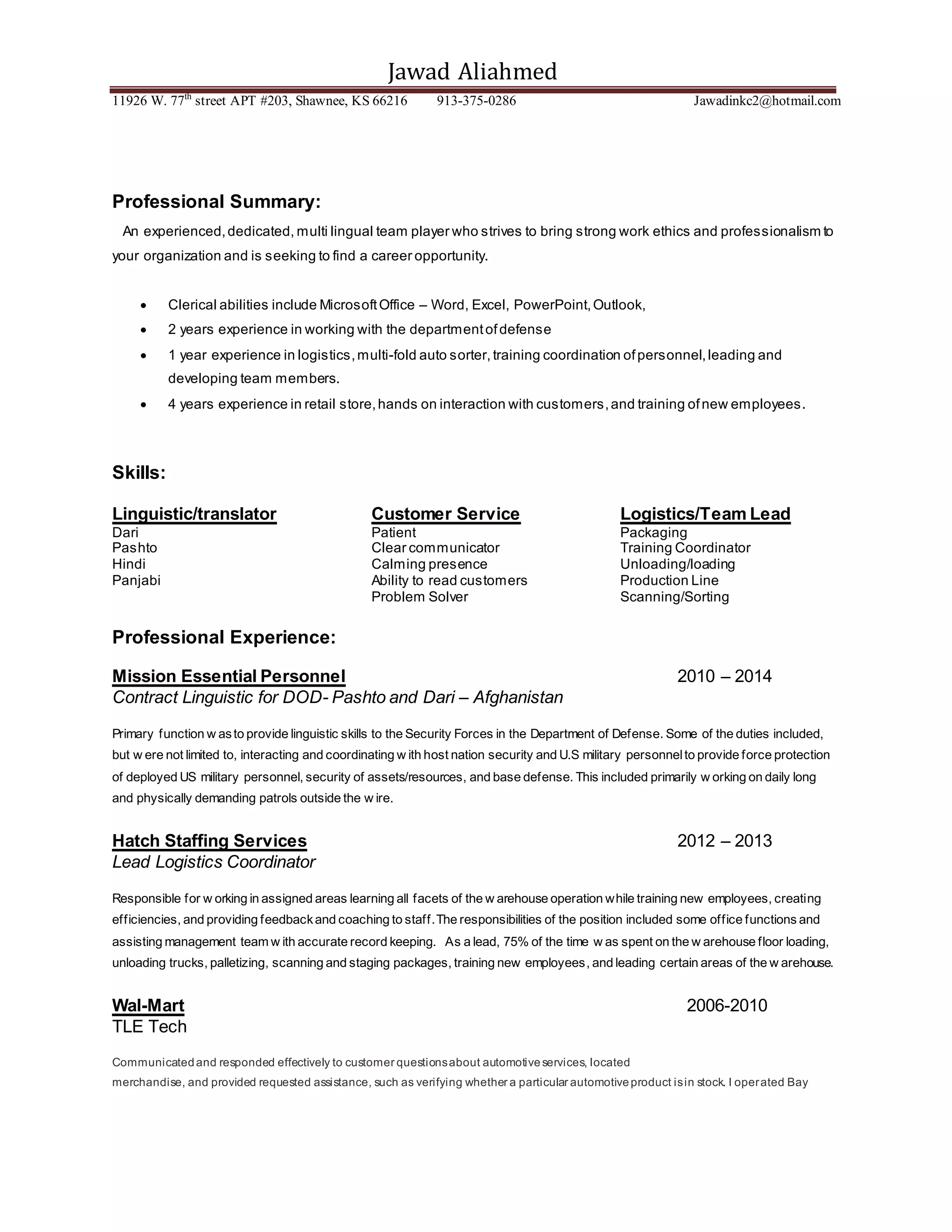 Jawad's Resume | DOCX