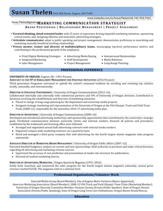 Susan Thelen Resume 2016