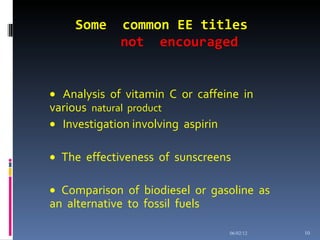 Chemistry EE briefing 2012 | PPT