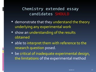 Chemistry EE briefing 2012 | PPT