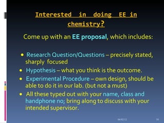 Chemistry EE briefing 2012 | PPT