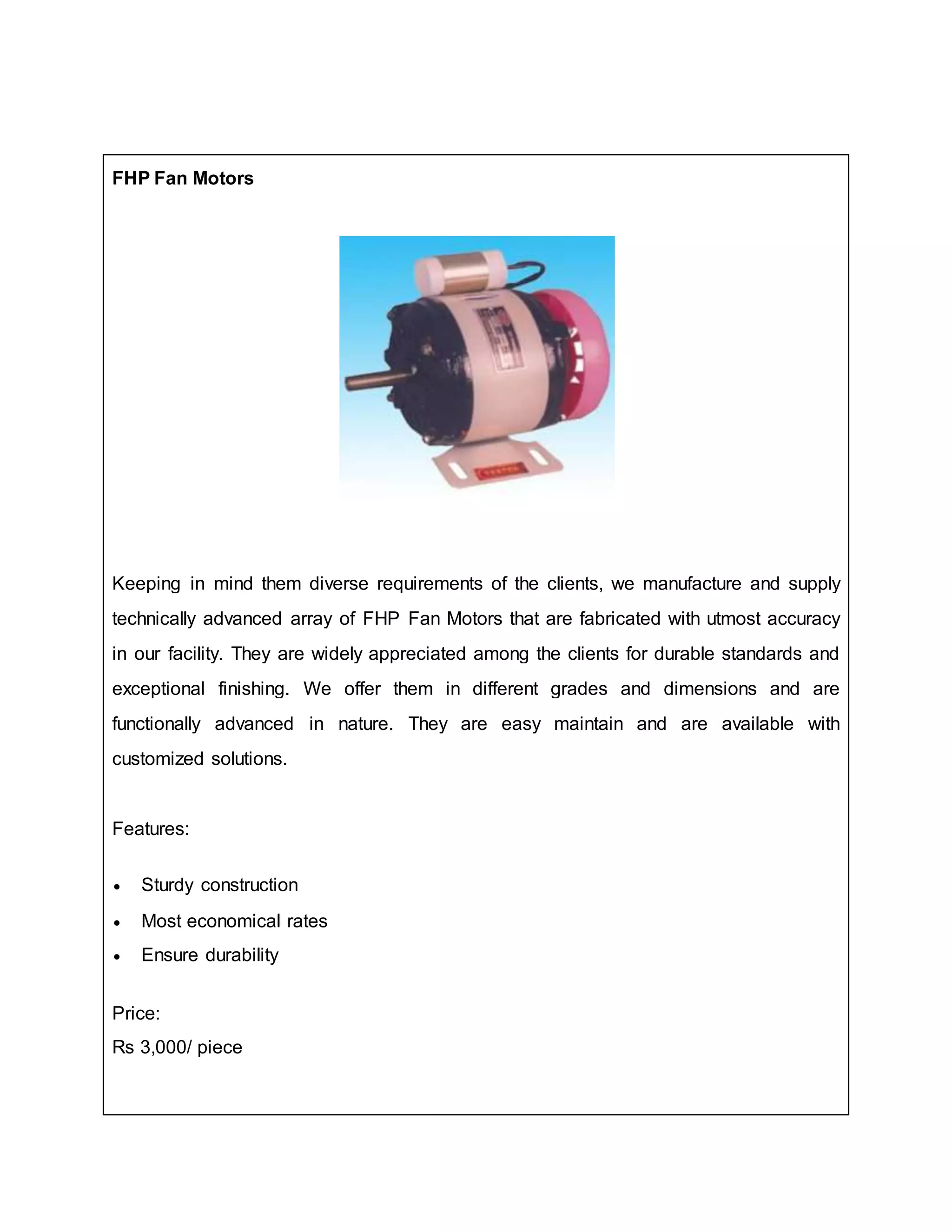 Fractional-horsepower Motor Report | DOCX