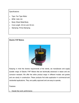 Fractional-horsepower Motor Report | DOCX