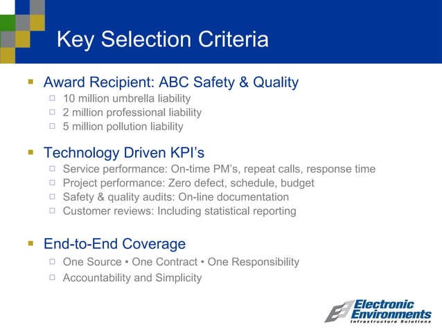 Electronic Environments Business Overview | PPT