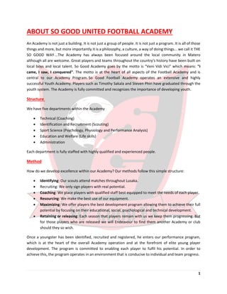 About So Good Football Academy | PDF