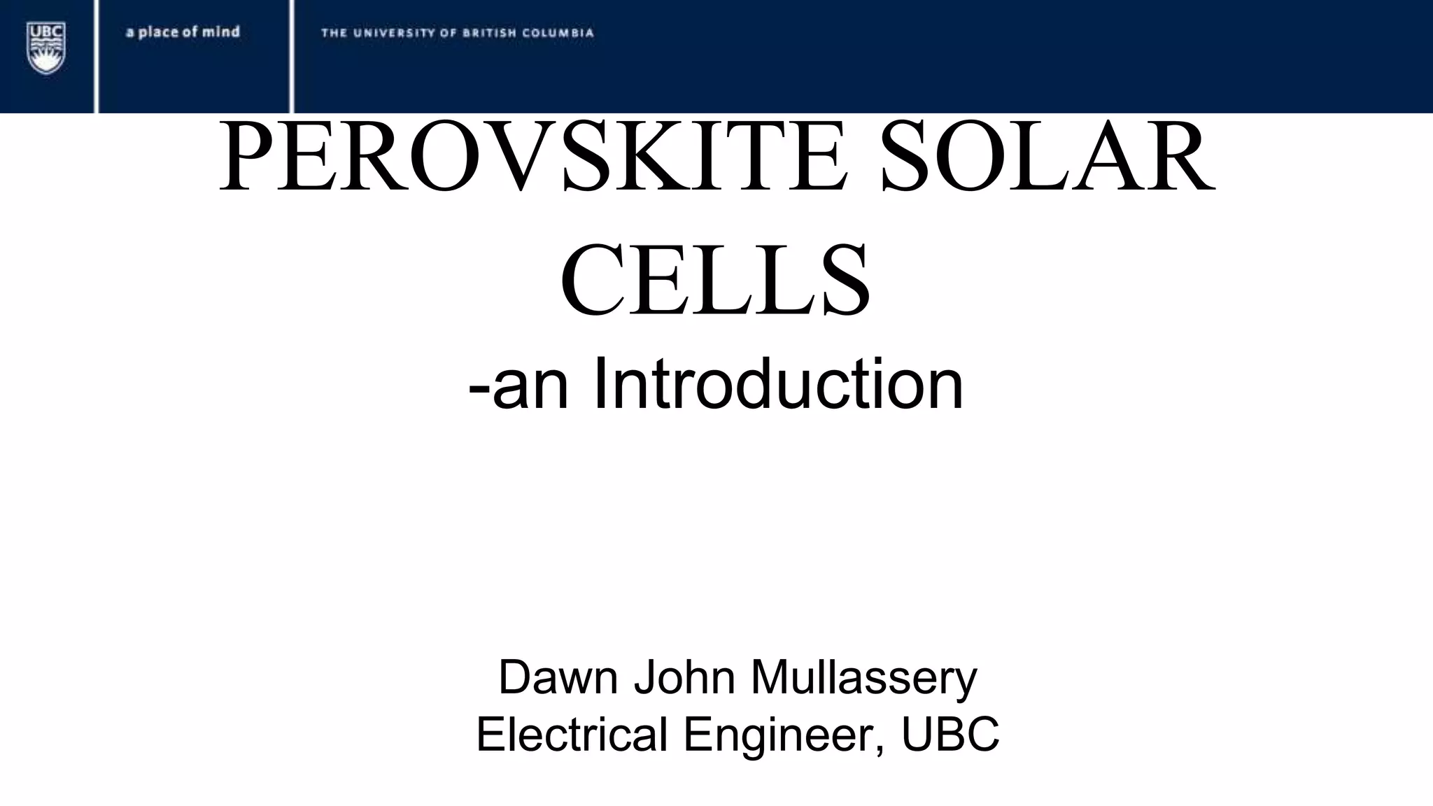 Perovskite Solar Cells - an Introduction | PPTX