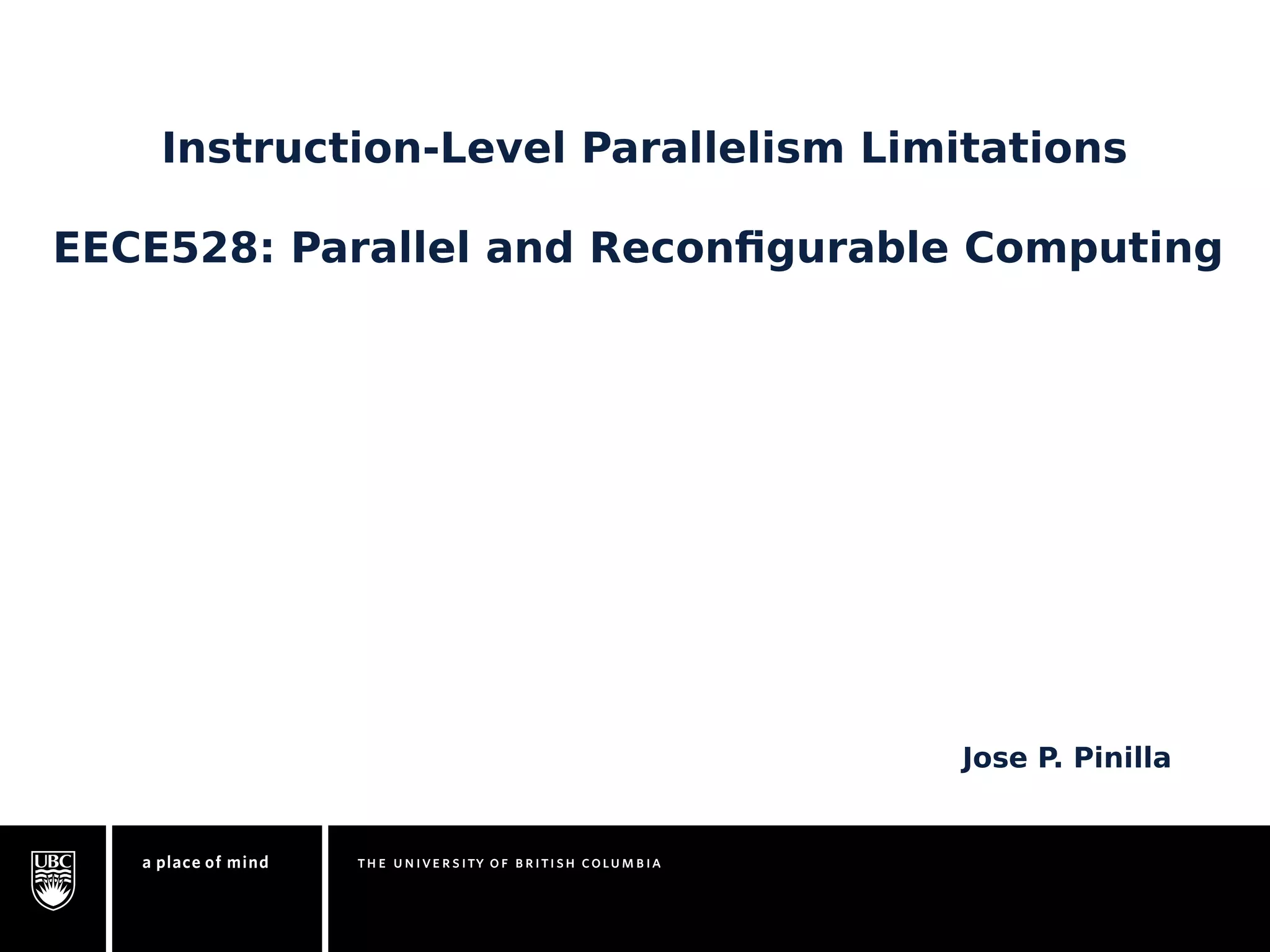 Instruction Level Parallelism (ILP) Limitations | PDF