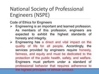 Code of Ethics in Engineering for public safety | PPT