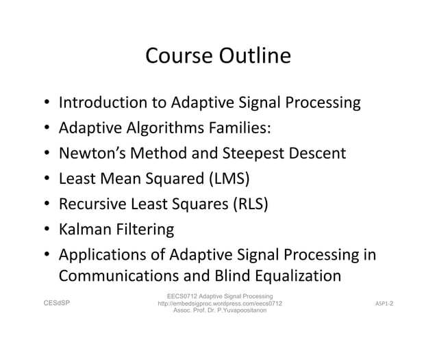Introduction to adaptive signal processing | PDF