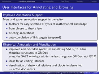 Annotating Rhetorical and Argumentative Structures in Mathematical Knowledge | PPT