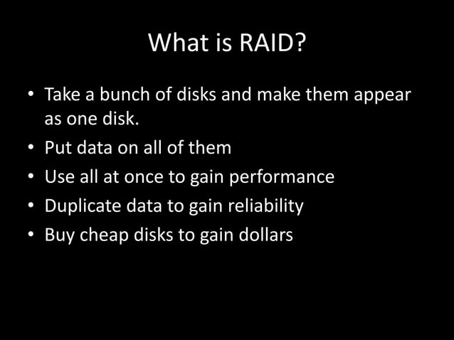 Overview of Redundant Disk Arrays | PPTX | Data Storage and Warehousing | Computing