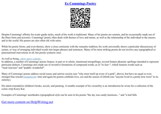 Ee Cummings Dbq | PPT