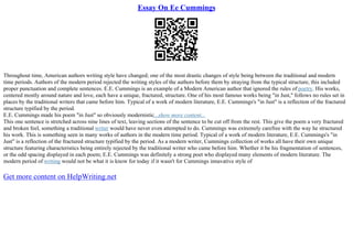 Ee Cummings Dbq | PPT
