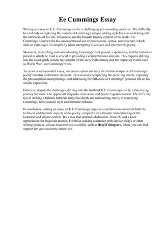 Ee Cummings Essay | PDF
