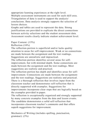 EED-470 Practicum Teacher Work Sample Benchmark Assessment a.docx