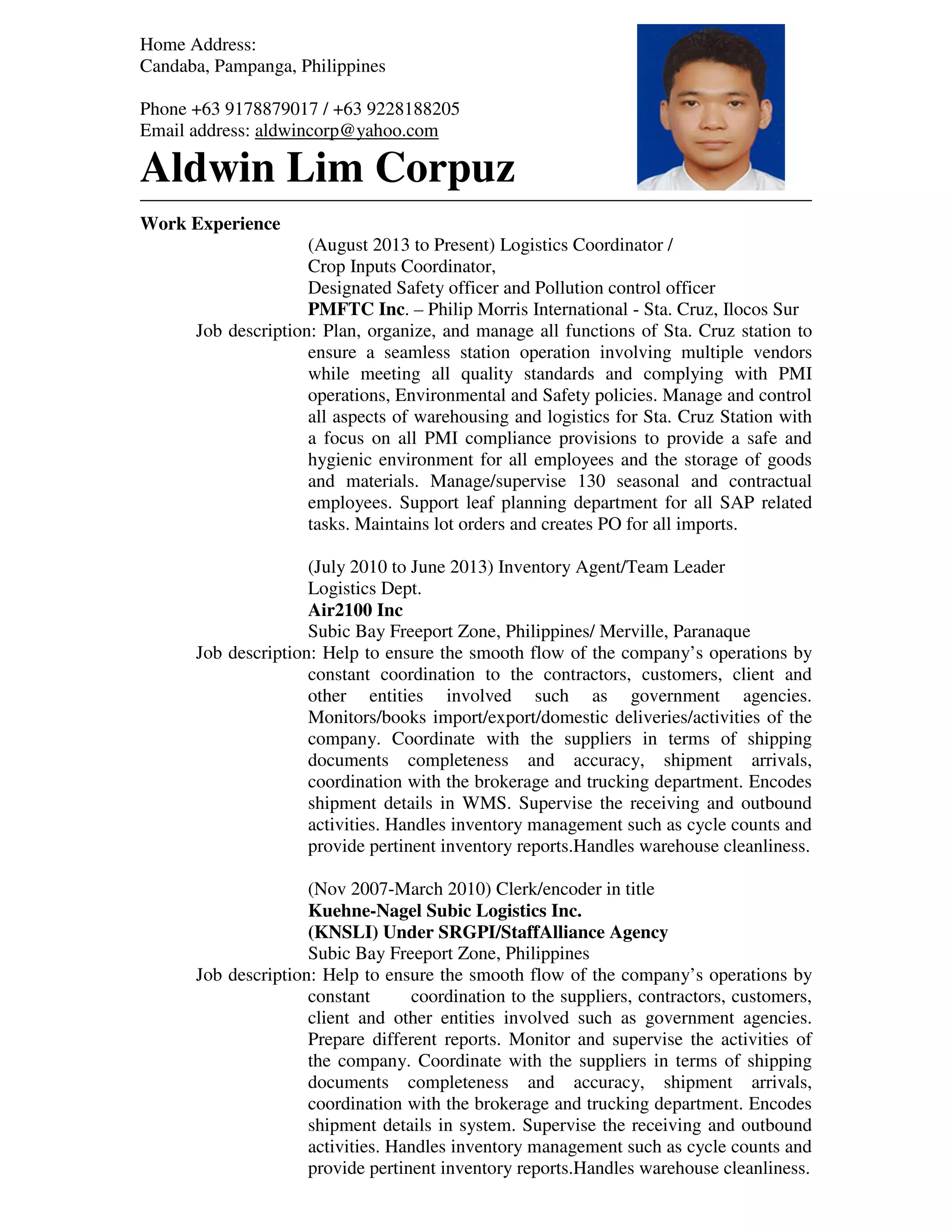Aldwin Corpuz resume | PDF