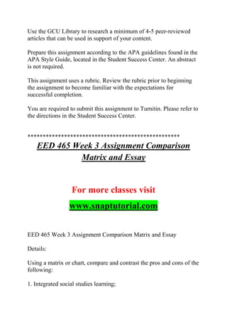 EED 465 Exceptional Education / snaptutorial.com