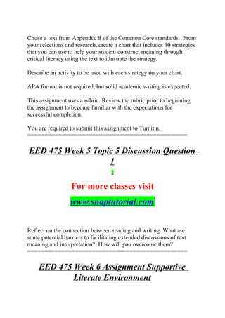 Eed 475 Enhance teaching-snaptutorial.com