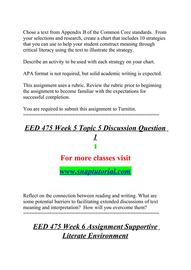 Eed 475 Enhance teaching-snaptutorial.com