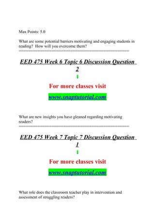 Eed 475 Enhance teaching-snaptutorial.com